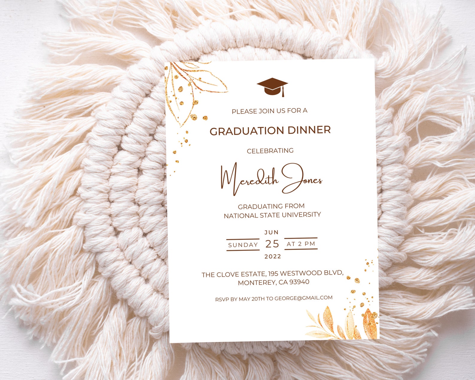 Graduation Dinner Invitation Template, Printable Graduation Dinner ...