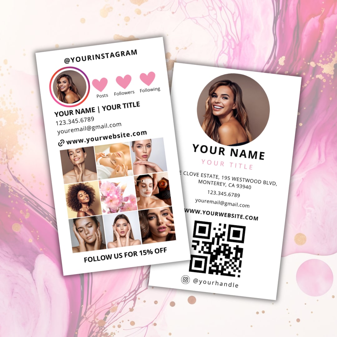 Instagram Business Cards, DIY Canva Business Card Template Design, IG ...