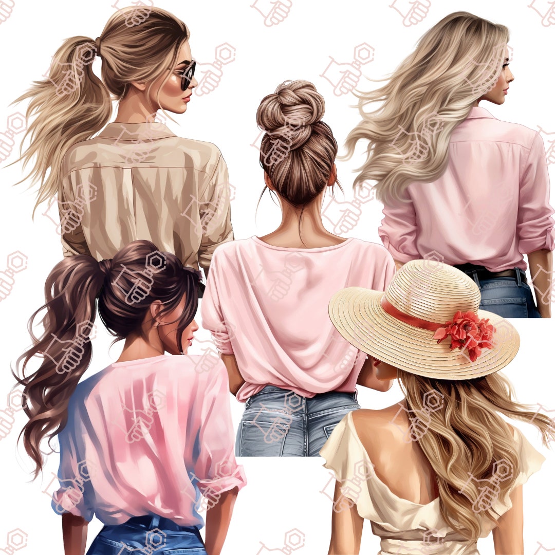 Fashion Girl Clipart: Stylish Women Illustrations (PNG) - Etsy