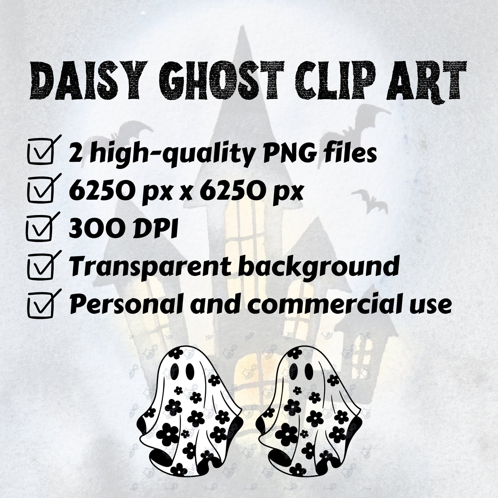 Daisy Ghost Clipart Flower Ghost PNG Halloween Clipart Png Floral Ghost ...