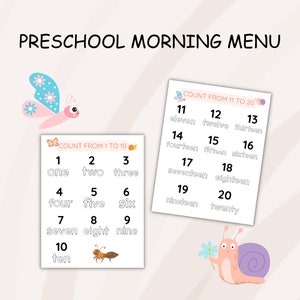 Preschool Morning Menu Printable Homeschool Preschool Worksheets ...