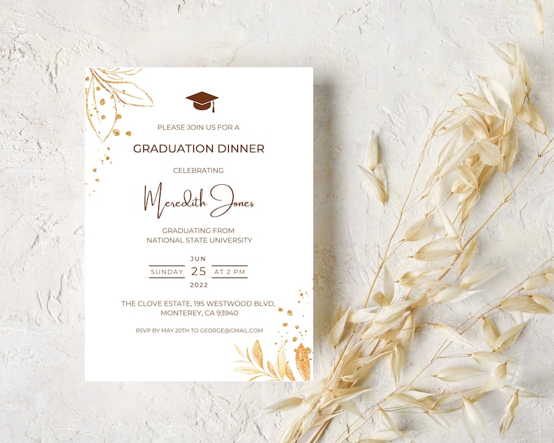 Graduation Dinner Invitation Template, Printable Graduation Dinner ...