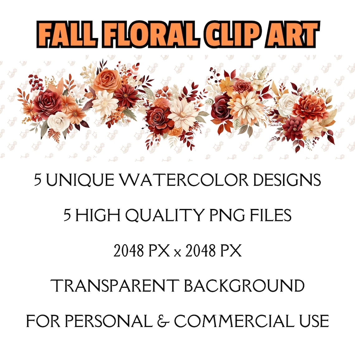Fall Floral PNG, Fall Florals Clipart, Fall Clipart, Autumn Clipart ...