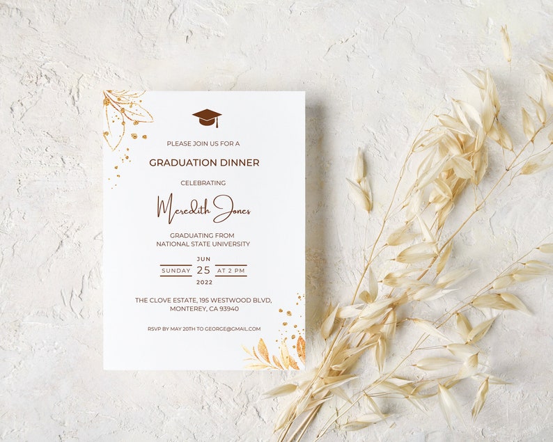 Graduation Dinner Invitation Template Printable Electronic | Etsy