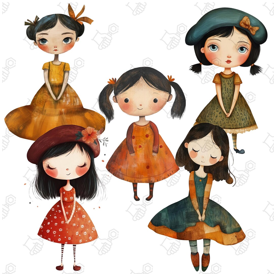 Quirky Cute Little Girl Clipart PNG, Doll Clipart, Planner Clipart ...