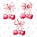 Cherry With Bow PNG, Watercolor Cherry With Bow Clipart, Cherry Bow PNG ...