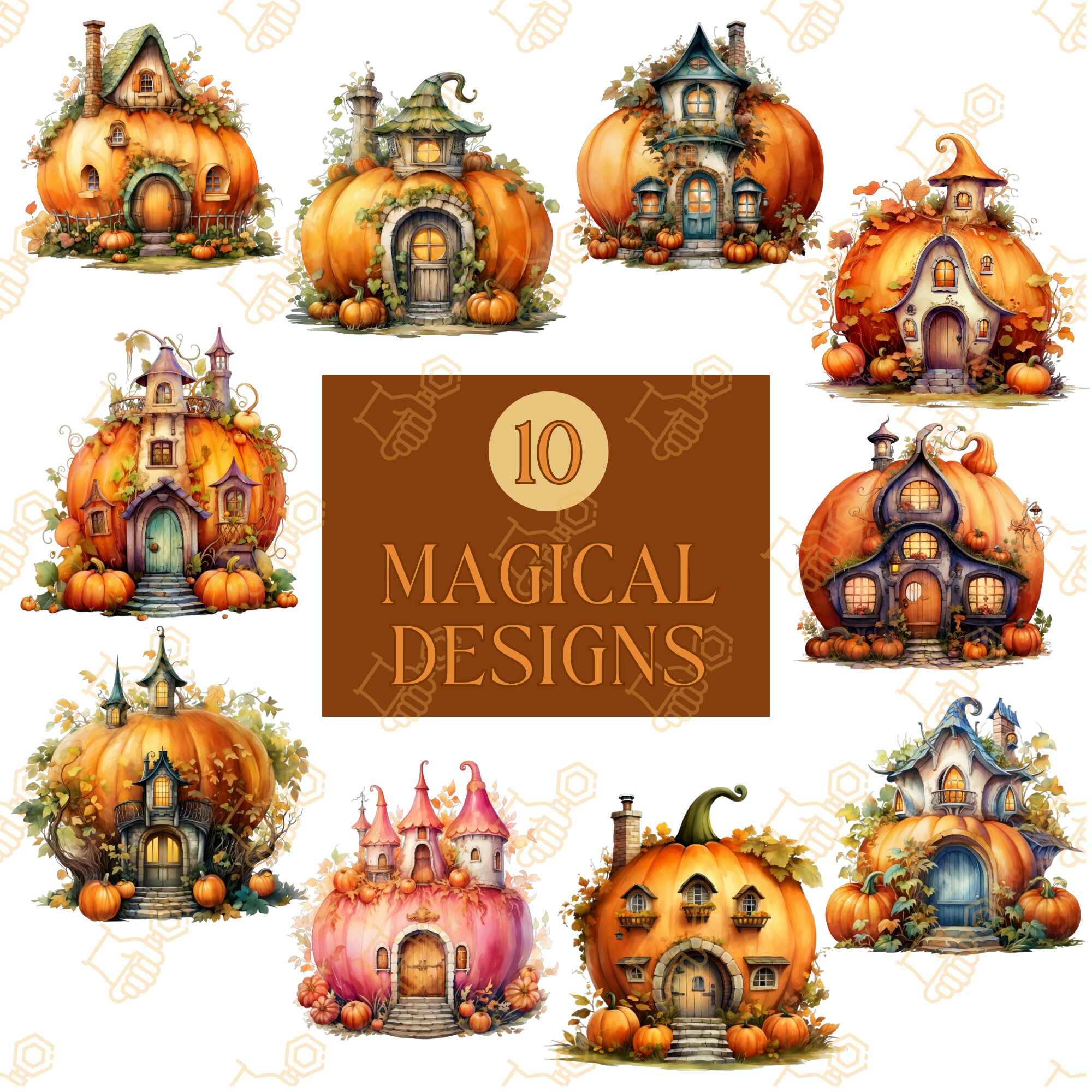 Watercolor Fairy Pumpkin House Clipart, Fairy House Clipart, Fall ...