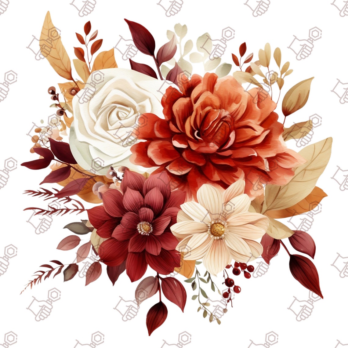 Fall Floral PNG, Fall Florals Clipart, Fall Clipart, Autumn Clipart ...