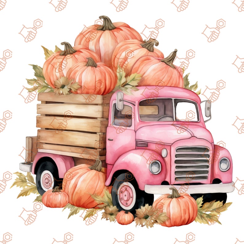 Watercolor Pumpkin Truck Clipart Fall PNG, Autumn Clipart Fall ...
