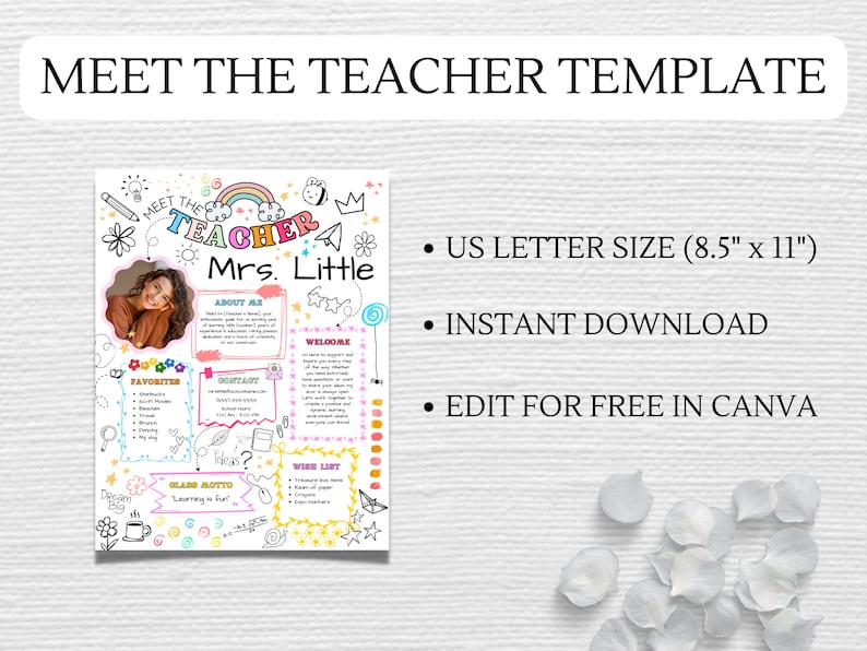 Meet the Teacher Template, Back to School Flyer, Teacher Introduction ...