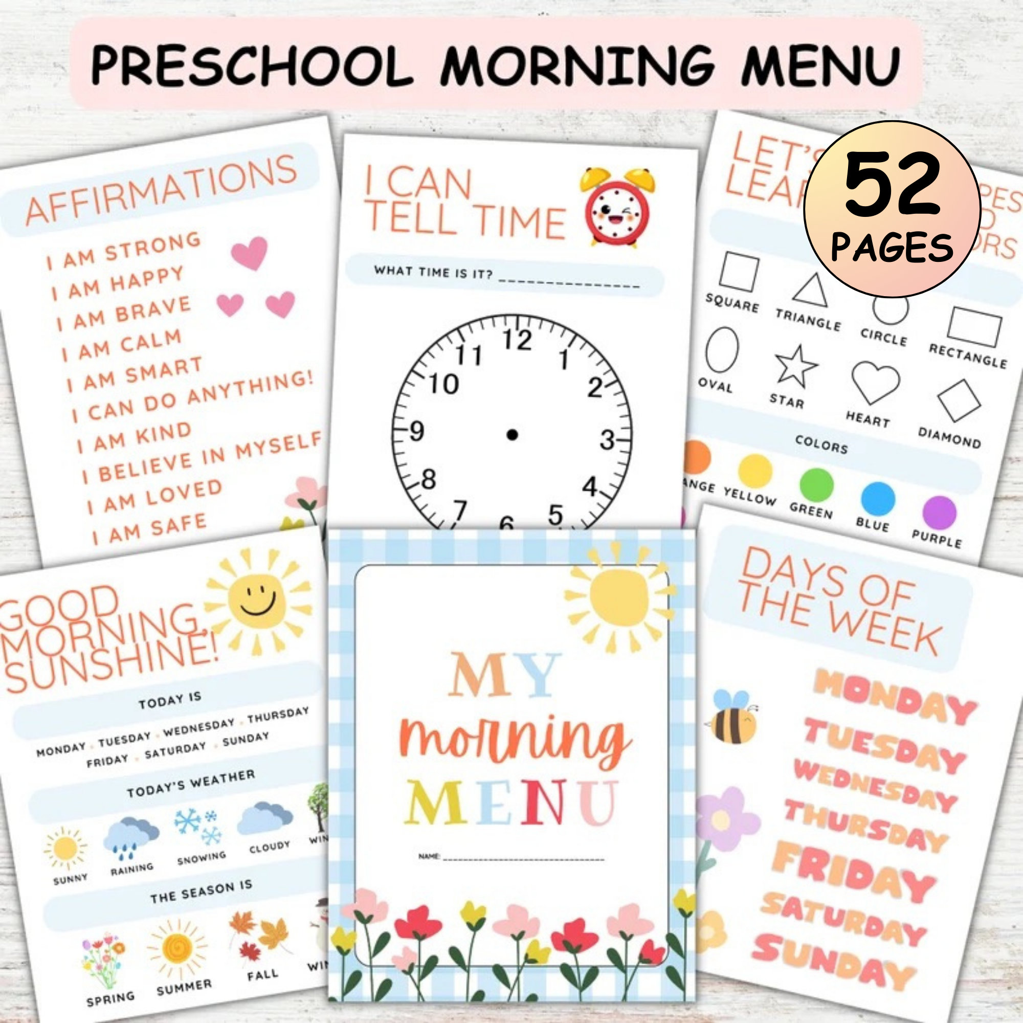 Preschool Morning Menu Printable Homeschool Preschool Worksheets ...