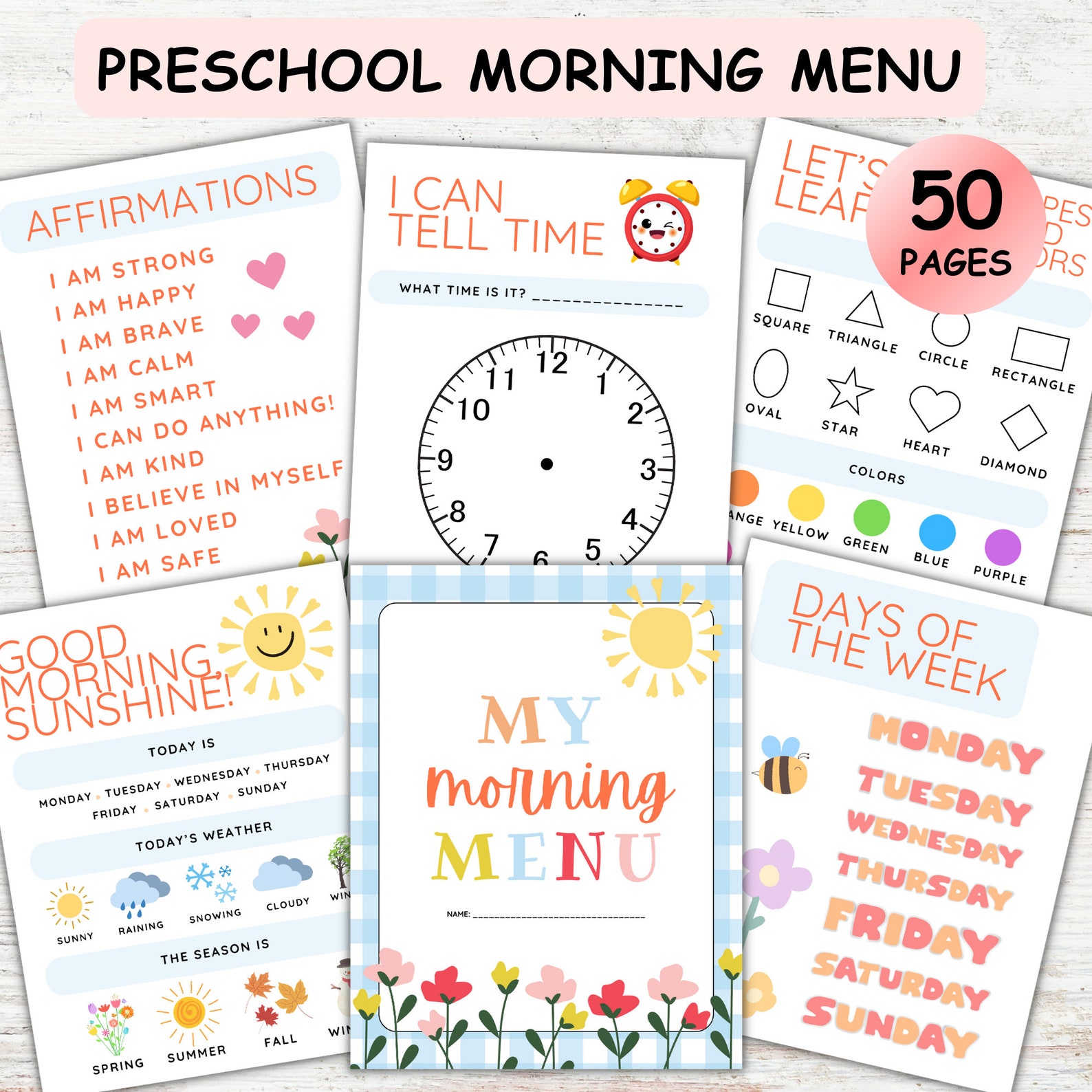 Preschool Morning Menu Printable Homeschool Preschool Worksheets ...