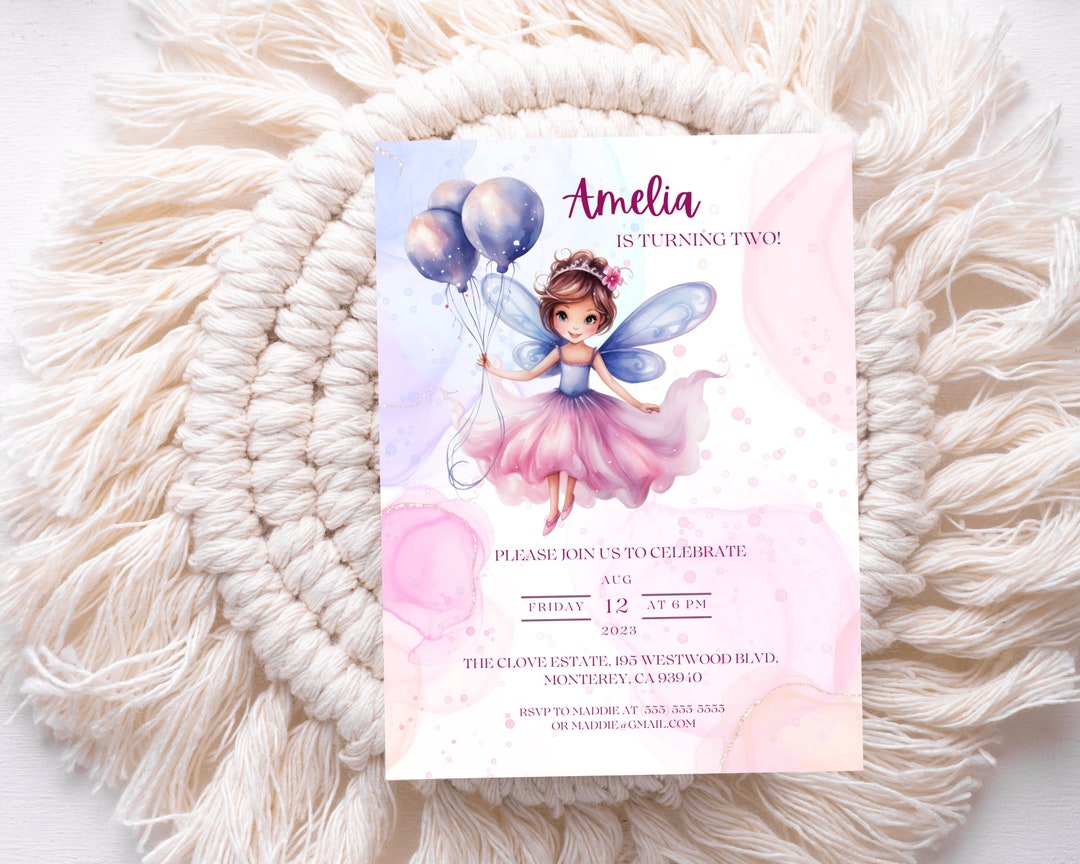Princess Fairy Birthday Invitation, Princess Birthday Invitation ...