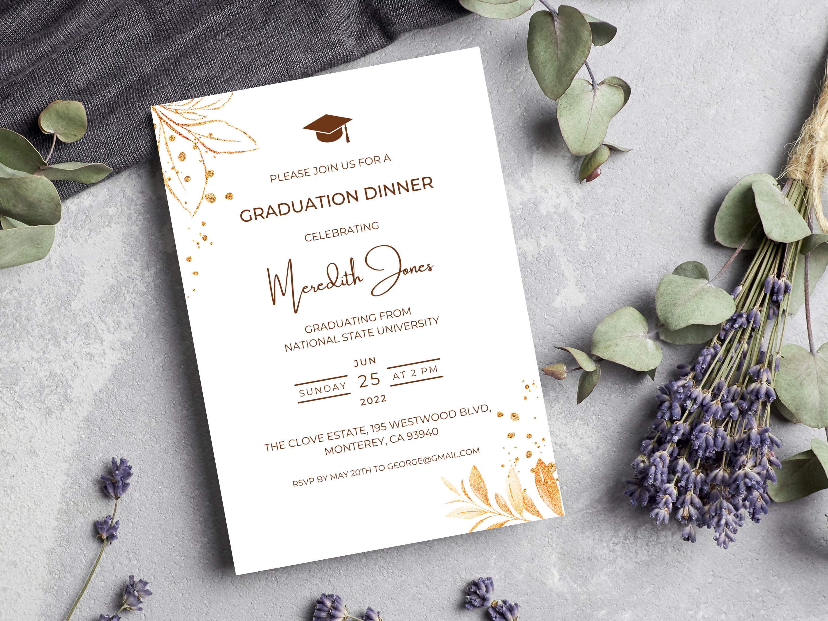 Graduation Dinner Invitation Template, Printable Graduation Dinner ...