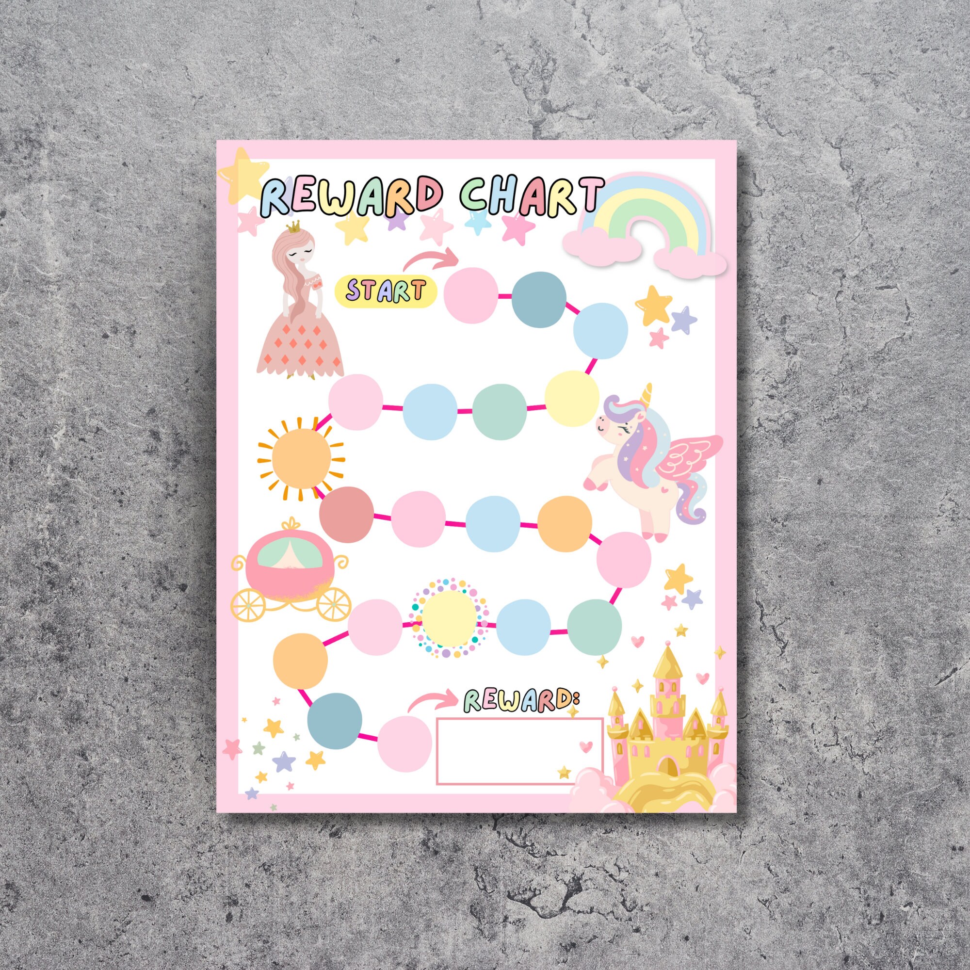 Girls Reward Chart, Princess Reward Chart, Kids Routine Chart, Toddler ...