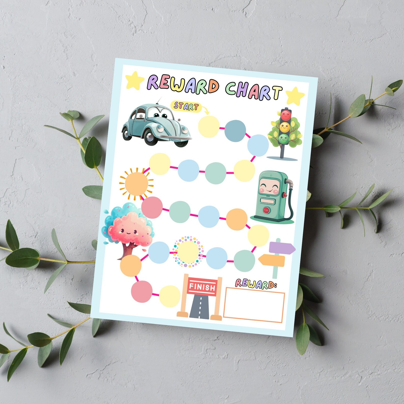 Boys Reward Chart Car Reward Chart Kids Routine Chart Toddler Reward ...