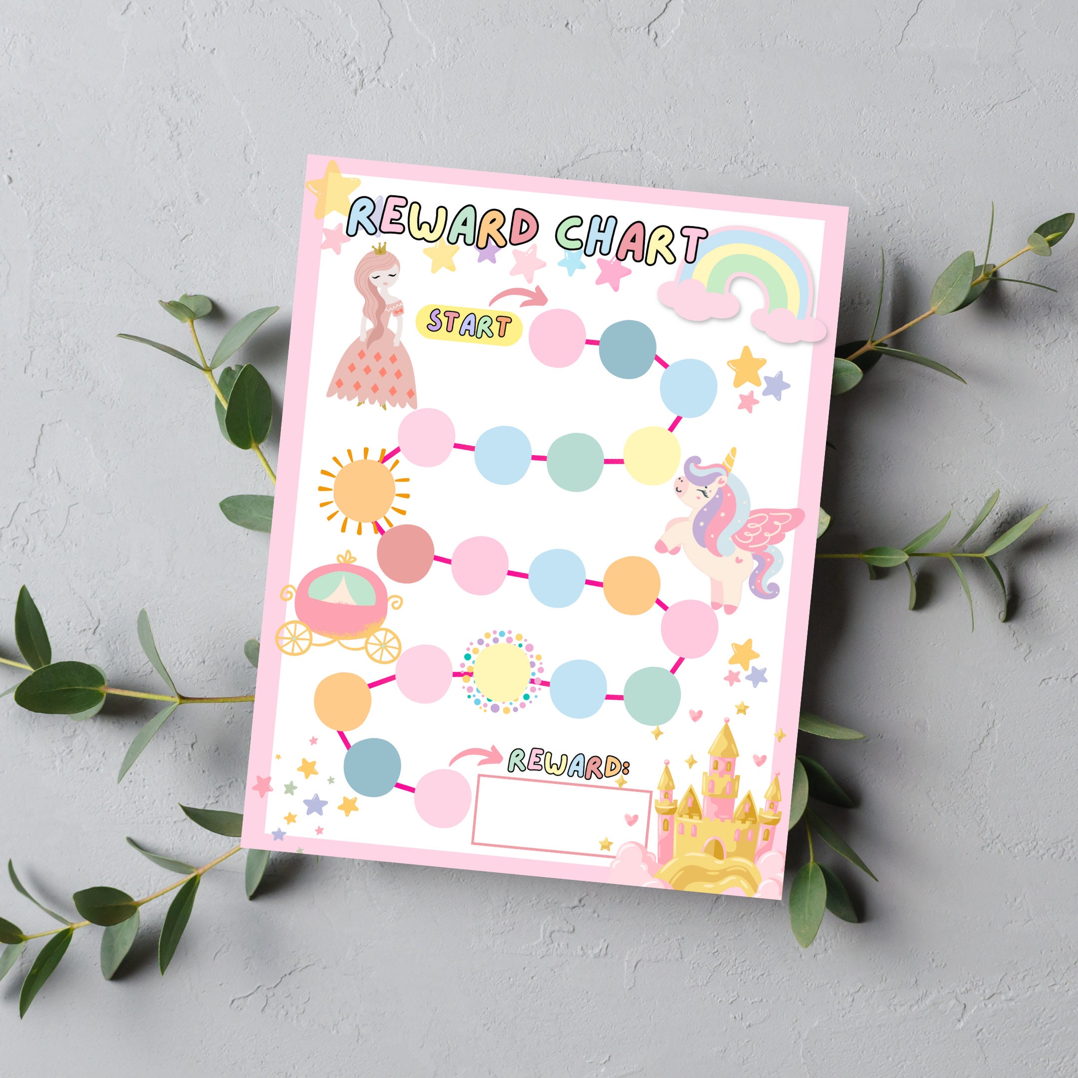 Girls Reward Chart, Princess Reward Chart, Kids Routine Chart, Toddler ...