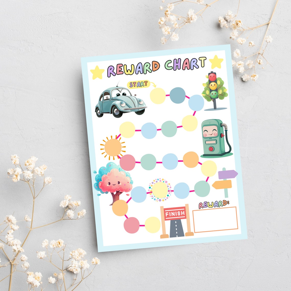 Boys Reward Chart Car Reward Chart Kids Routine Chart Toddler Reward ...