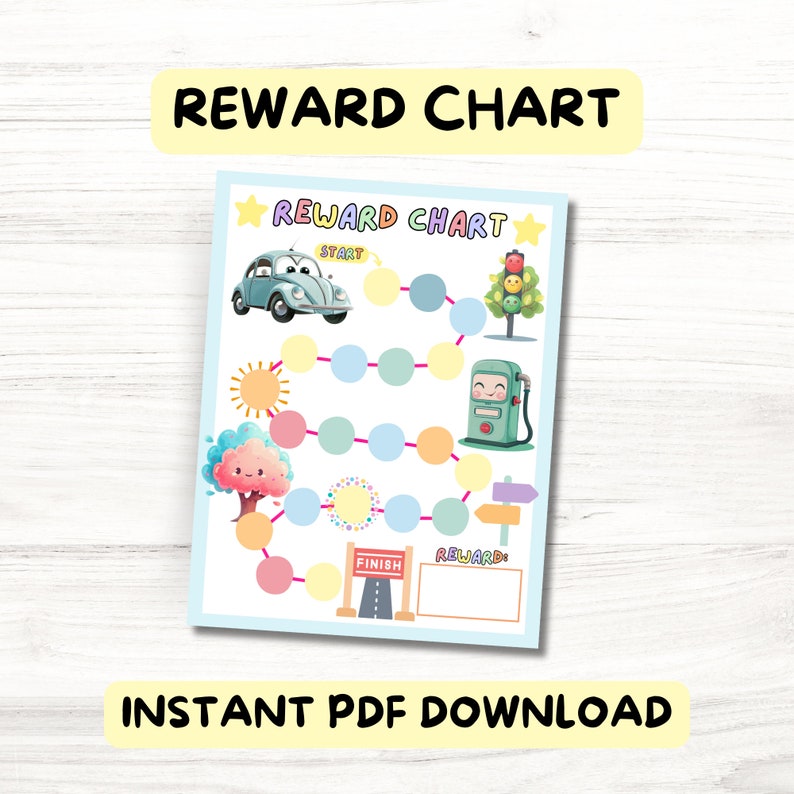 Boys Reward Chart Car Reward Chart Kids Routine Chart Toddler Reward ...