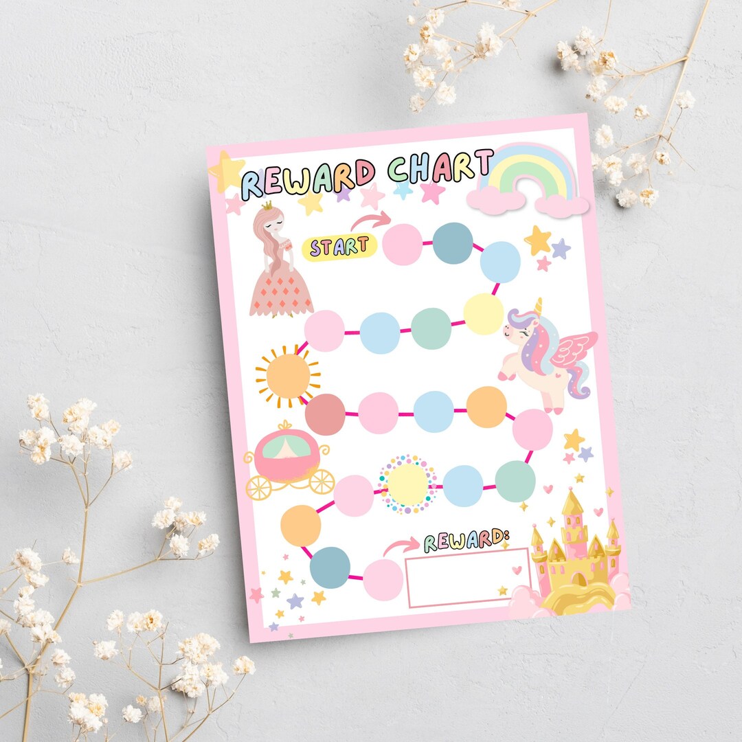 Girls Reward Chart, Princess Reward Chart, Kids Routine Chart, Toddler ...