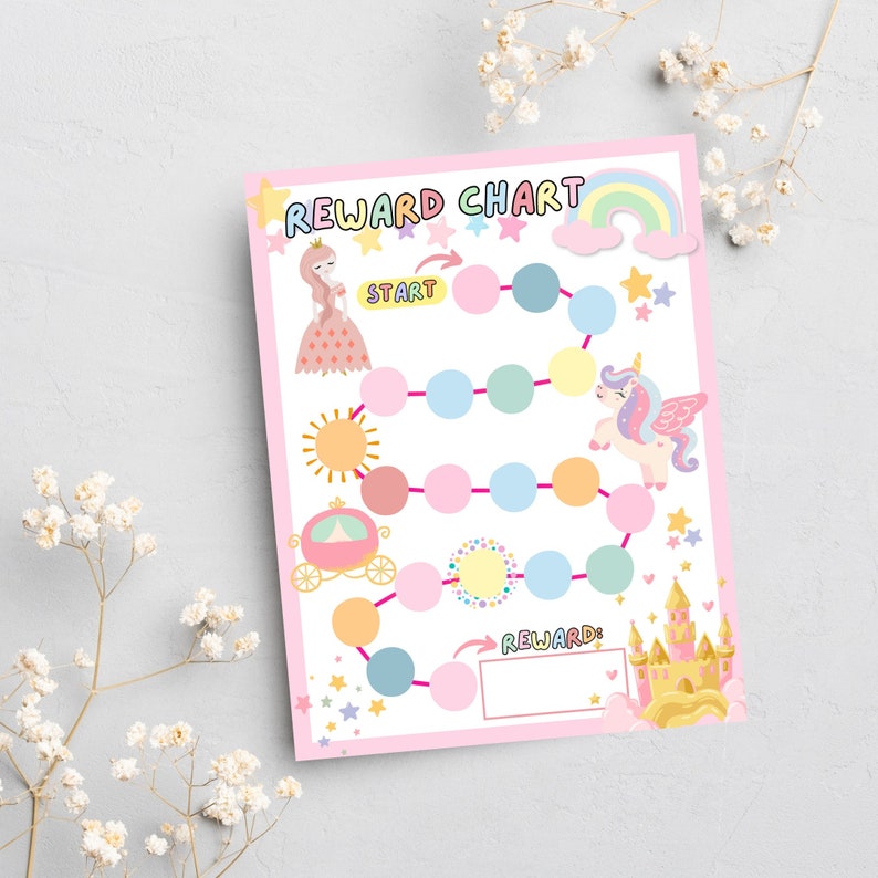 Girls Reward Chart, Princess Reward Chart, Kids Routine Chart, Toddler ...