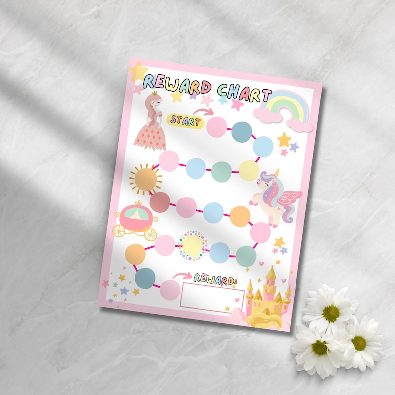 Girls Reward Chart, Princess Reward Chart, Kids Routine Chart, Toddler ...