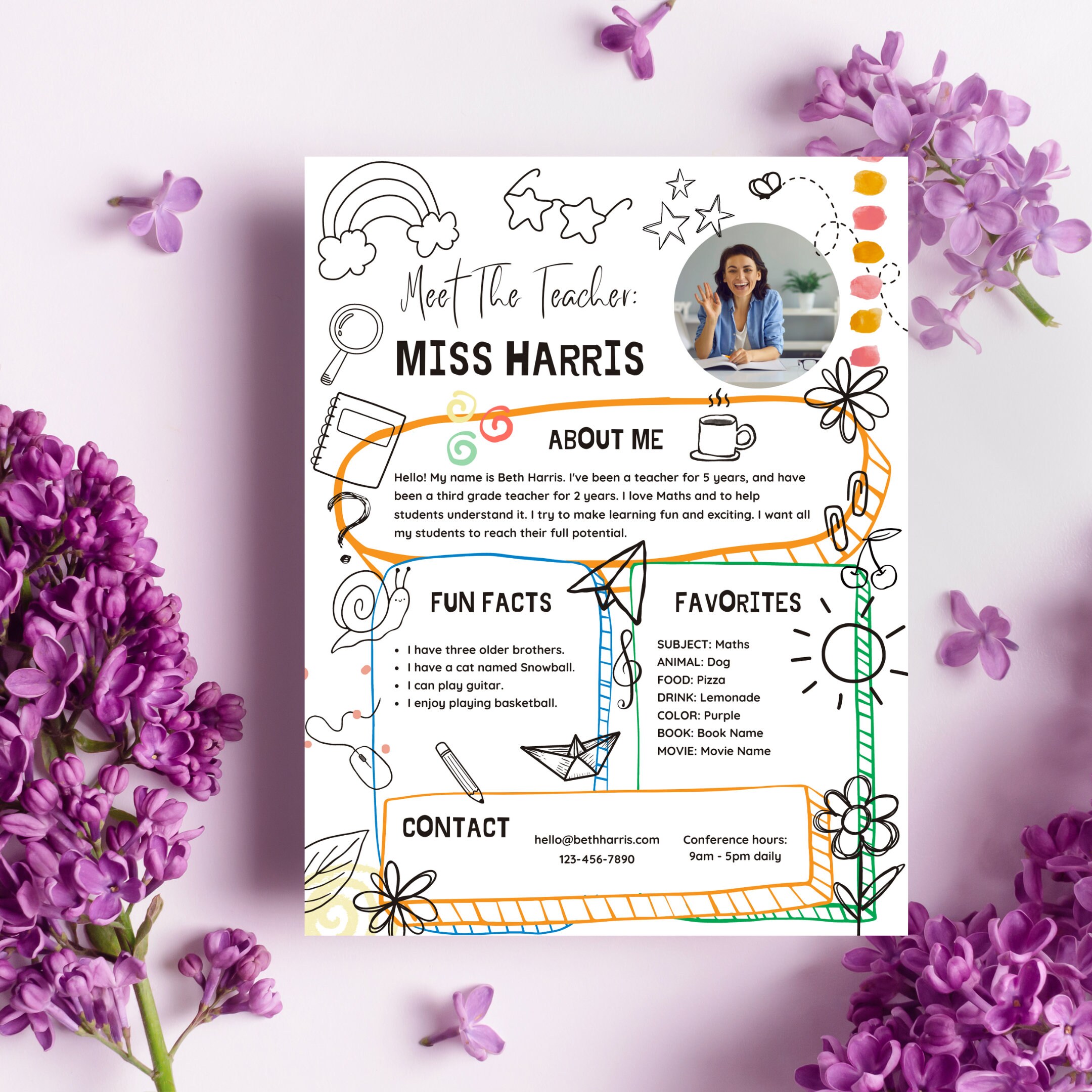 Meet the Teacher Template, Back to School Flyer, Teacher Introduction ...