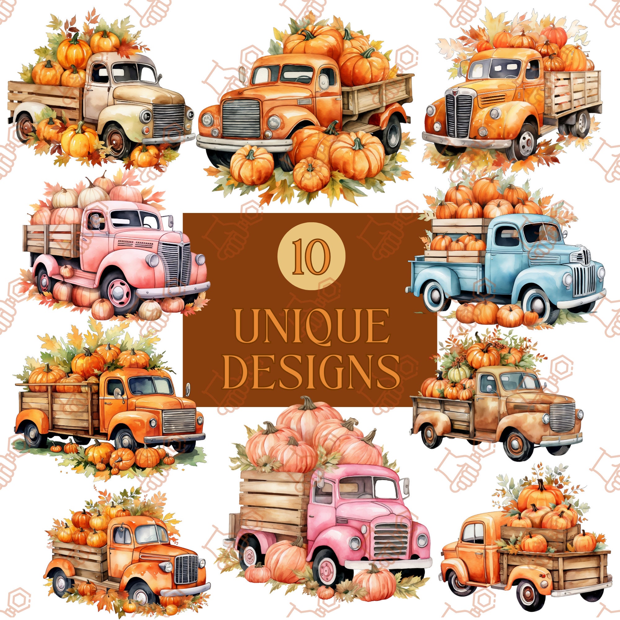 Watercolor Pumpkin Truck Clipart Fall PNG, Autumn Clipart Fall ...
