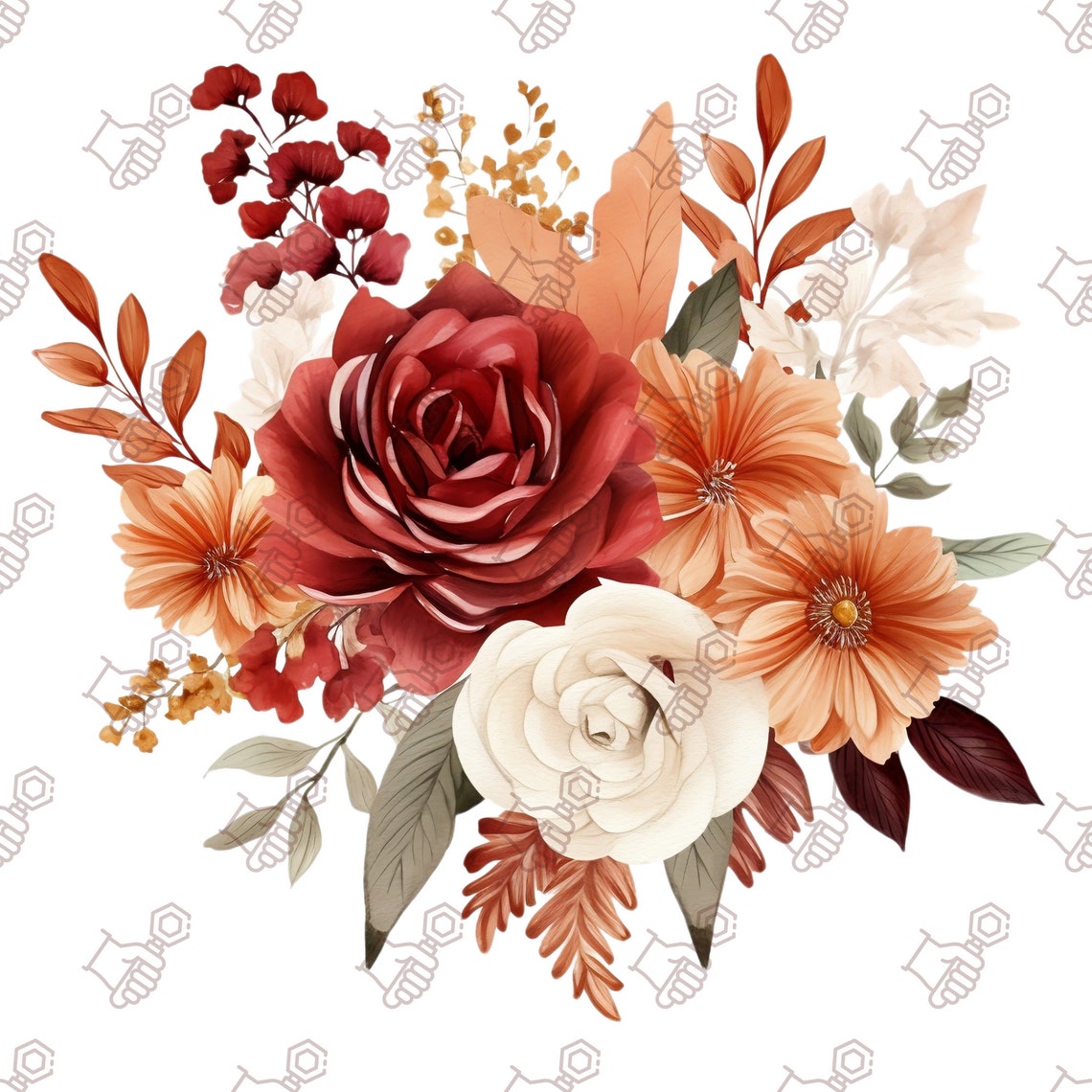 Fall Floral PNG, Fall Florals Clipart, Fall Clipart, Autumn Clipart ...
