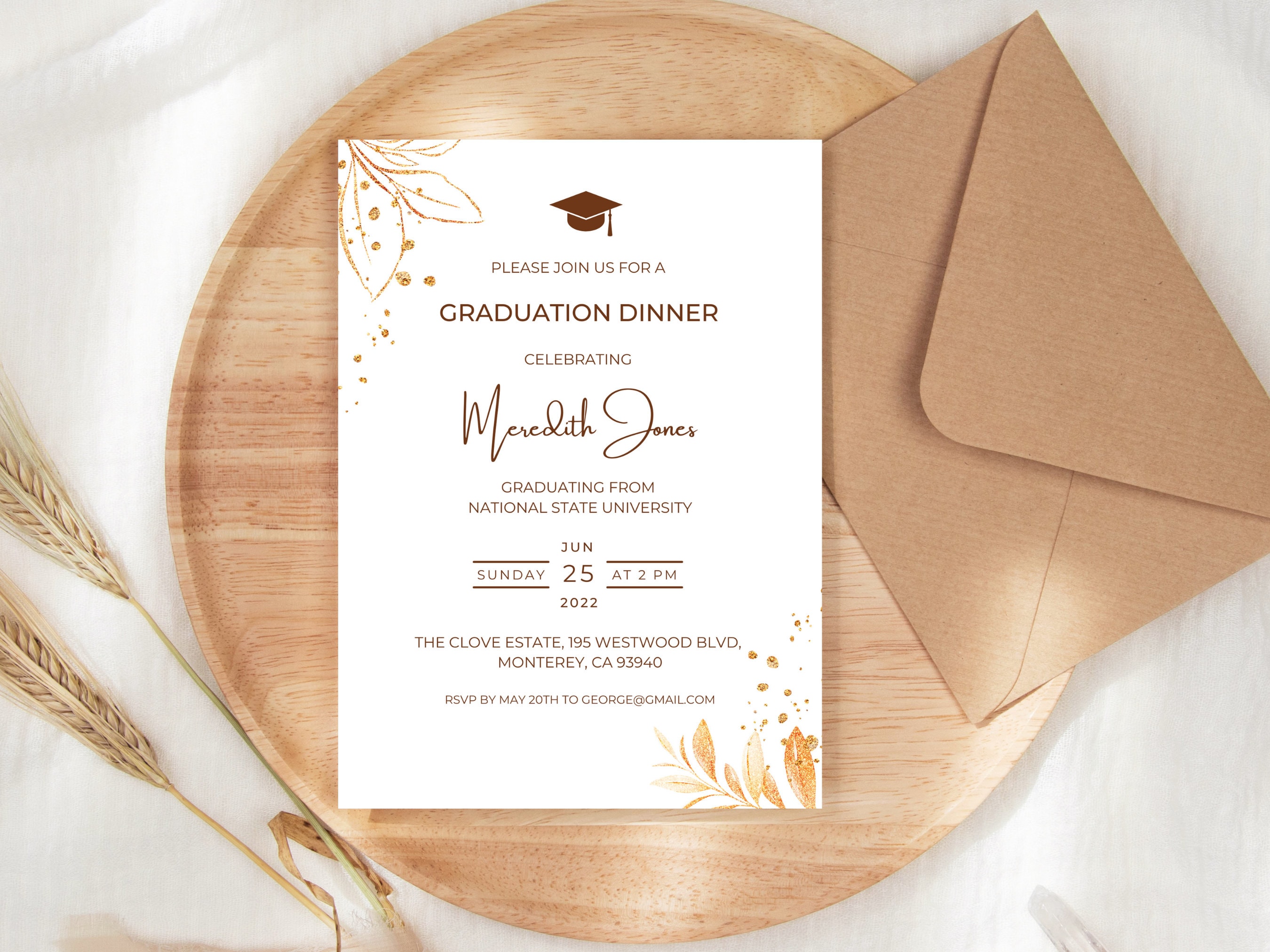 Graduation Dinner Invitation Template, Printable Graduation Dinner ...