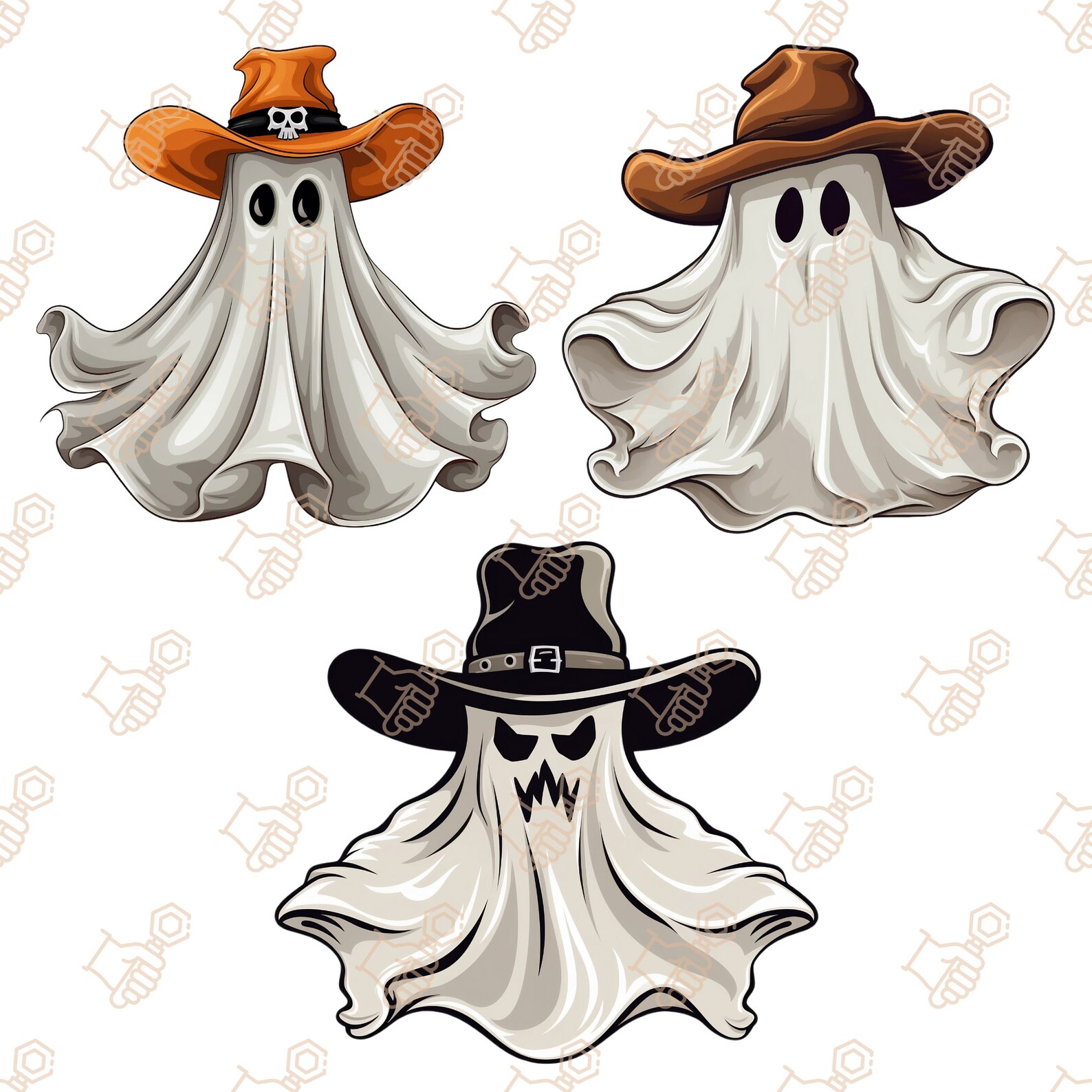 Halloween Western Ghost Clipart Western Halloween PNG Halloween Ghosts ...