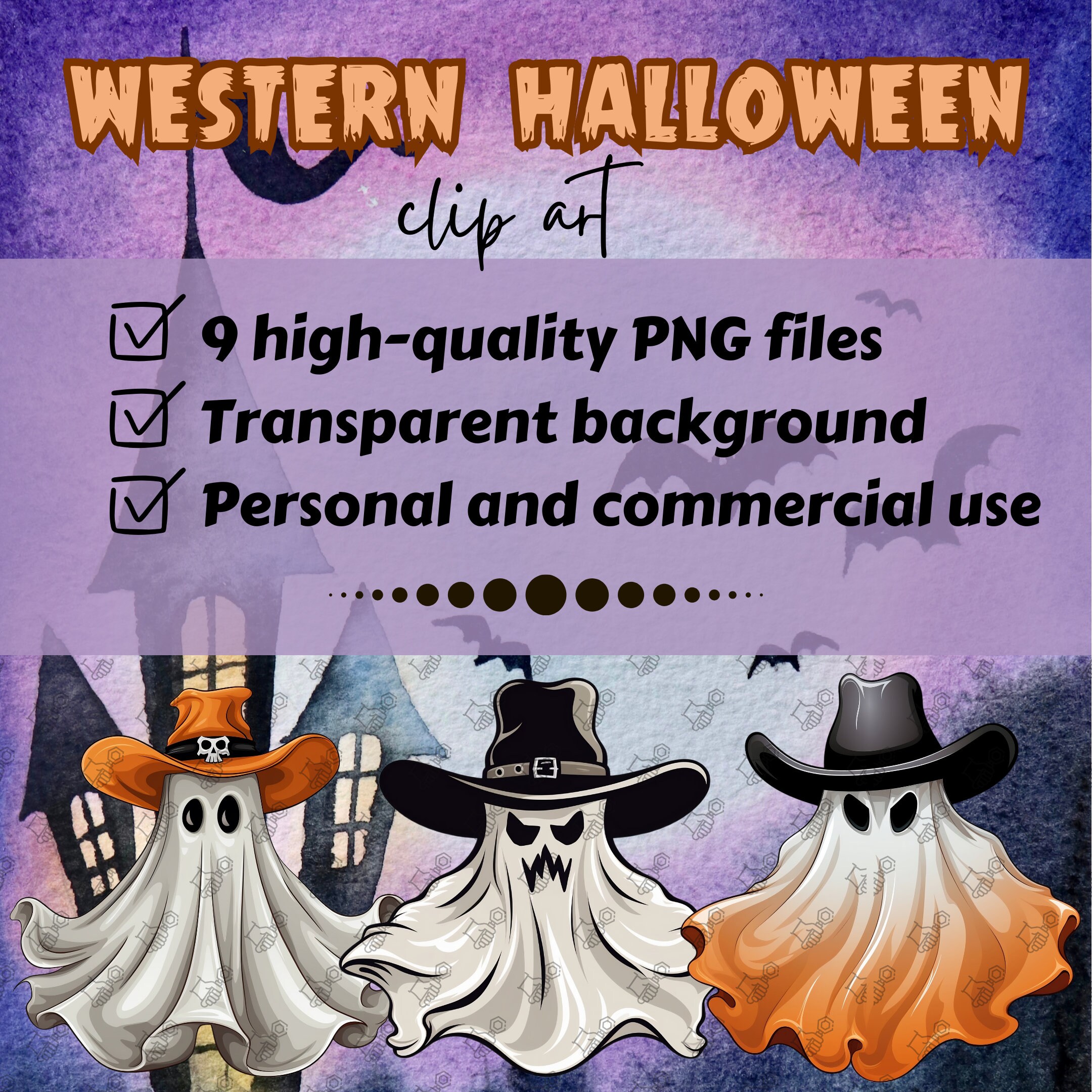 Halloween Western Ghost Clipart Western Halloween PNG Halloween Ghosts ...