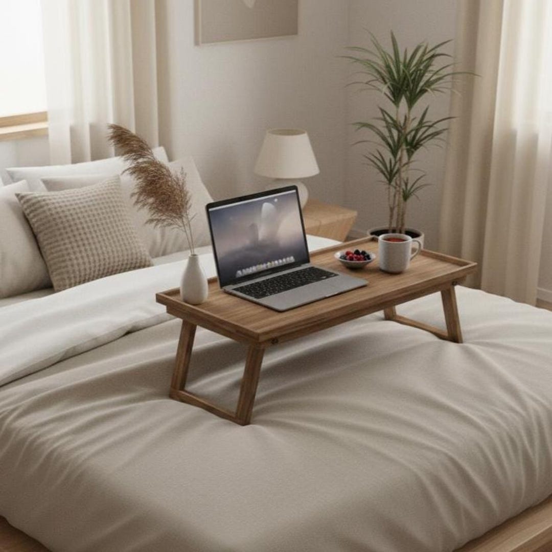 Laptop Desk Walnut Wood – Foldable Lap Desk, Bed Tray, Portable Laptop ...