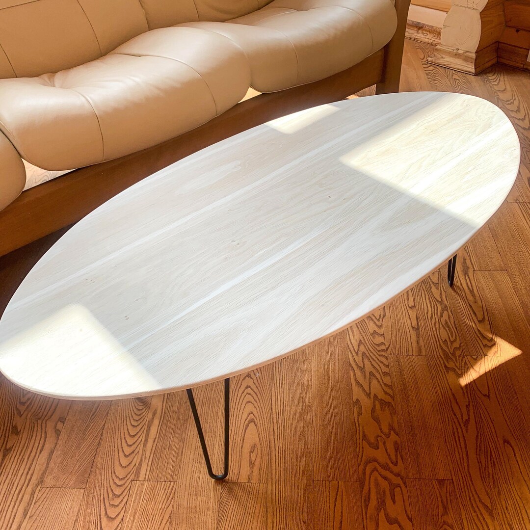 Midcentury Modern Small Oval Table Wood Minimalist Desk Custom Hardwood ...