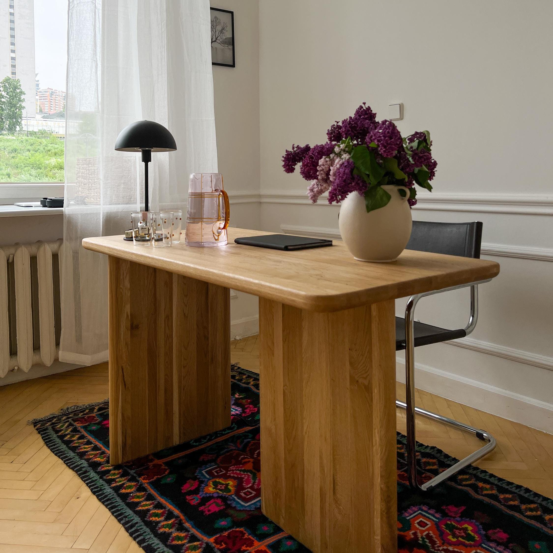 Office Table Oak Computer Desk Minimalistic Office Furniture Big Table ...