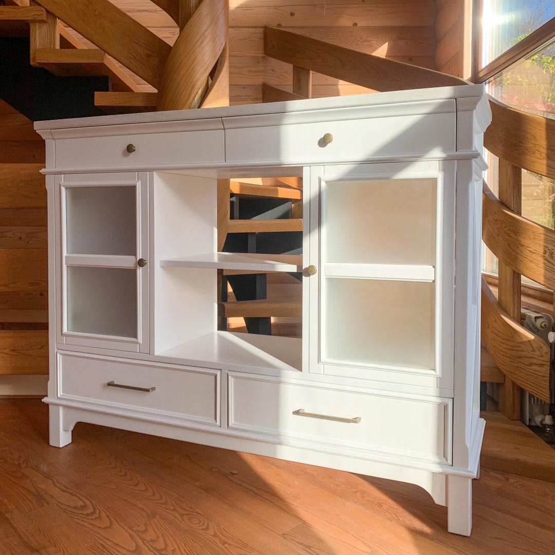 Dresser Natural Wood Handmade With Shelves, Oak Wood Chest of Drawers ...