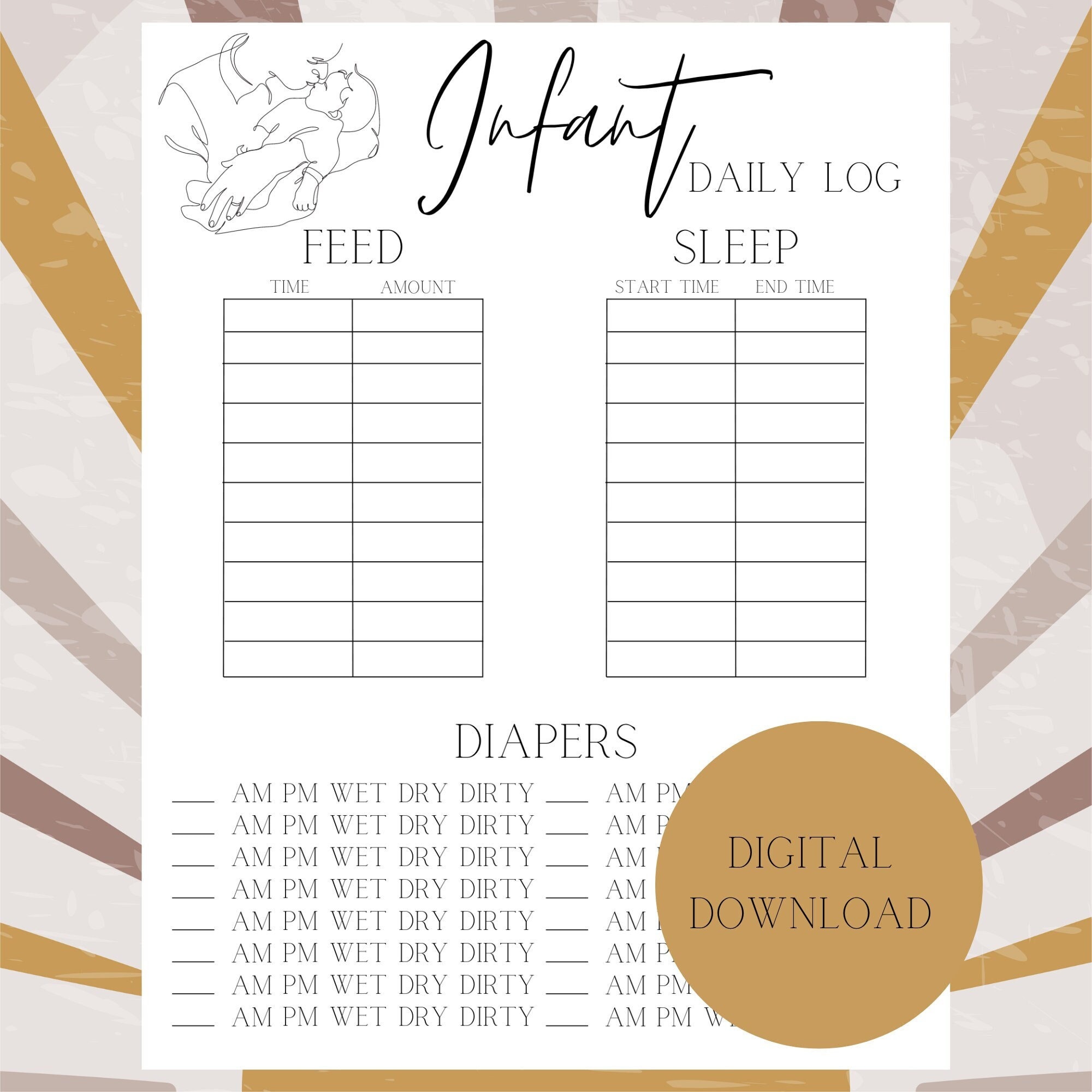 Infant Daily Log, Baby Care, Baby Care Tracker, Newborn Log, New Mom ...