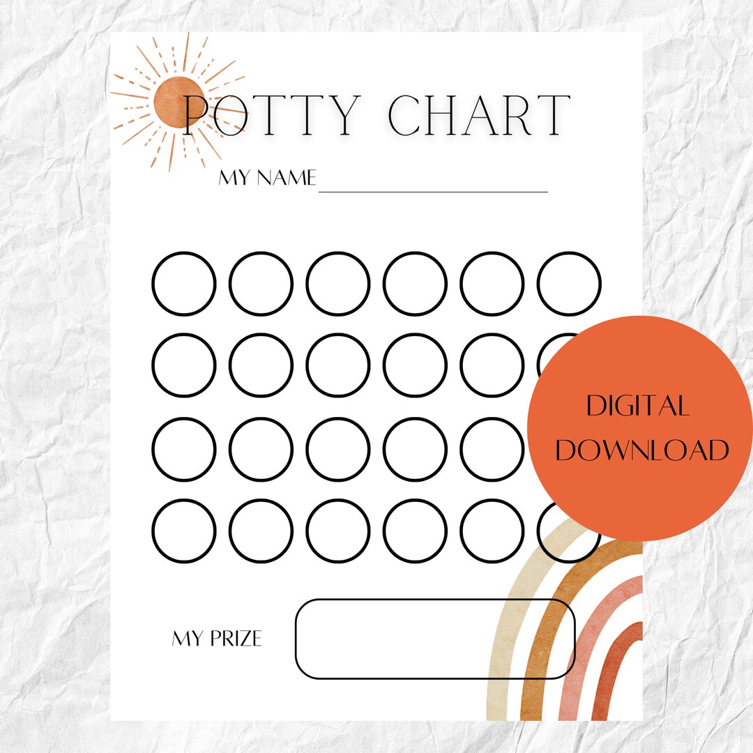 Printable Boho Potty Training Chart, Potty Training Chart, Potty ...
