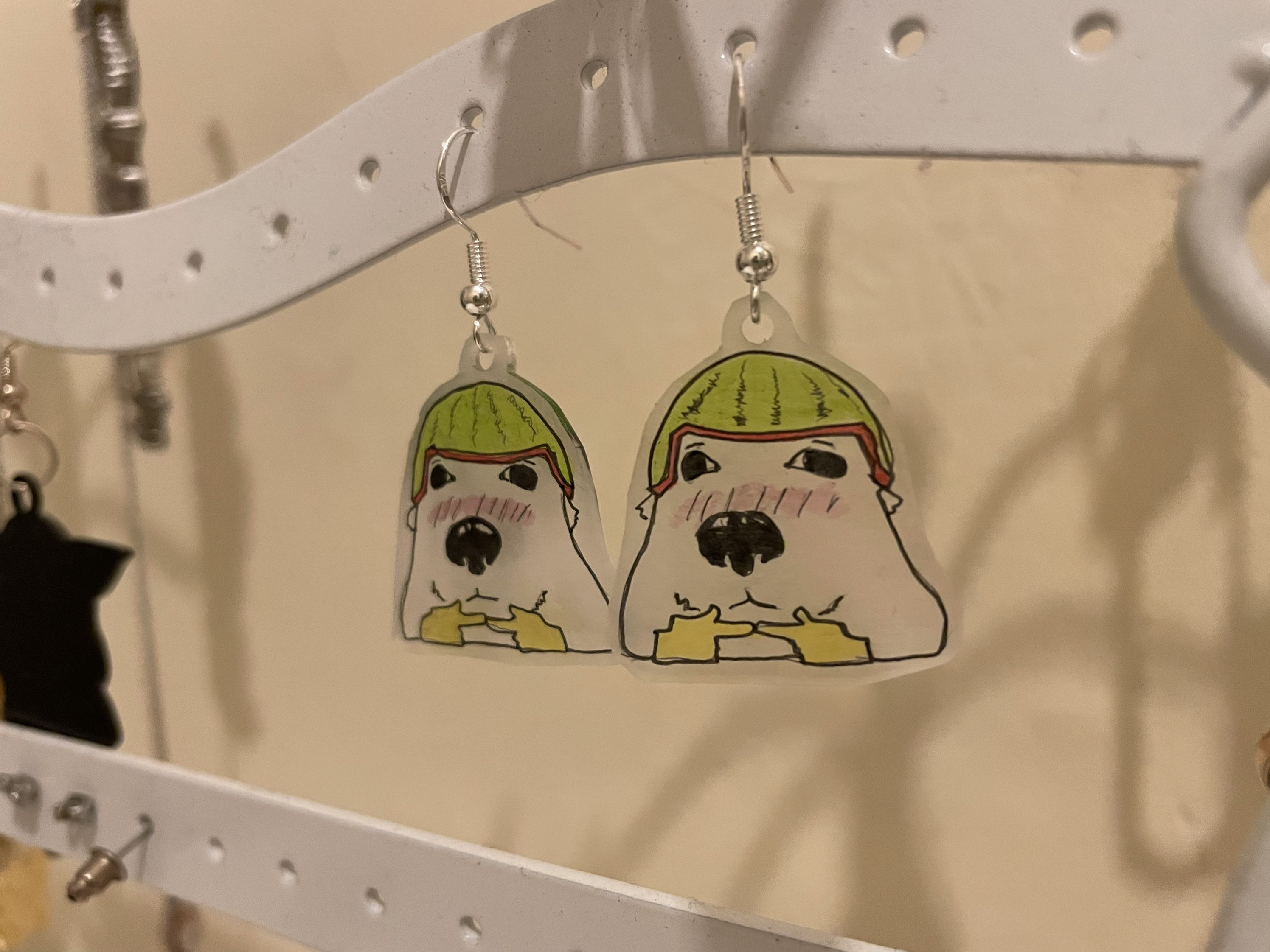 Shy UWU Melon Dog Meme Earrings - Etsy