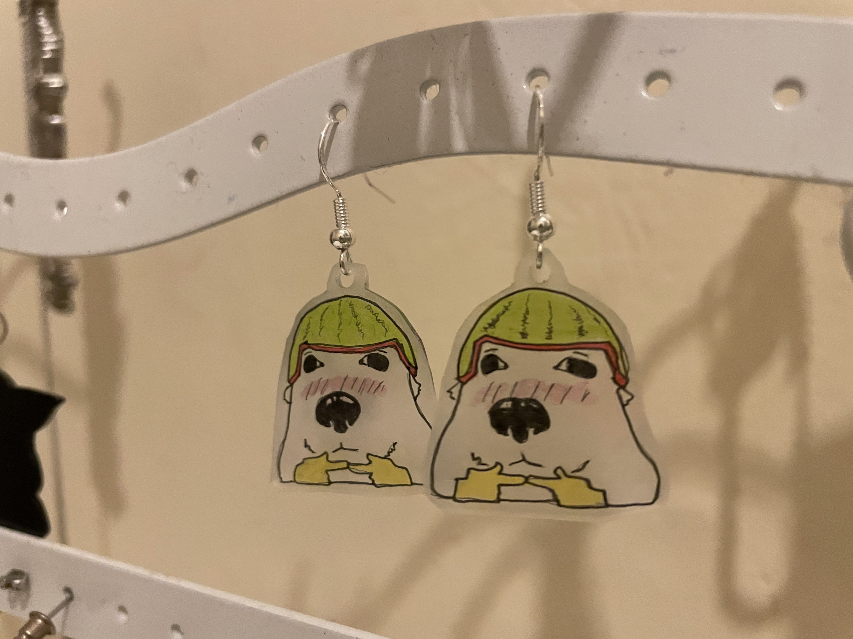 Shy UWU Melon Dog Meme Earrings - Etsy