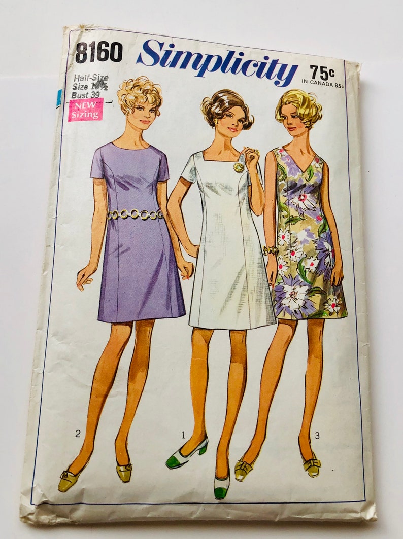 60s Vintage Simplicity 8160 Bust 39 Size 16 1/2 Sewing - Etsy