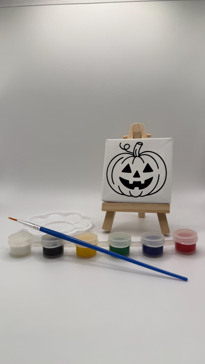 Halloween Mini Canvas Painting Kit – Fun DIY Craft for Kids & Beginners ...