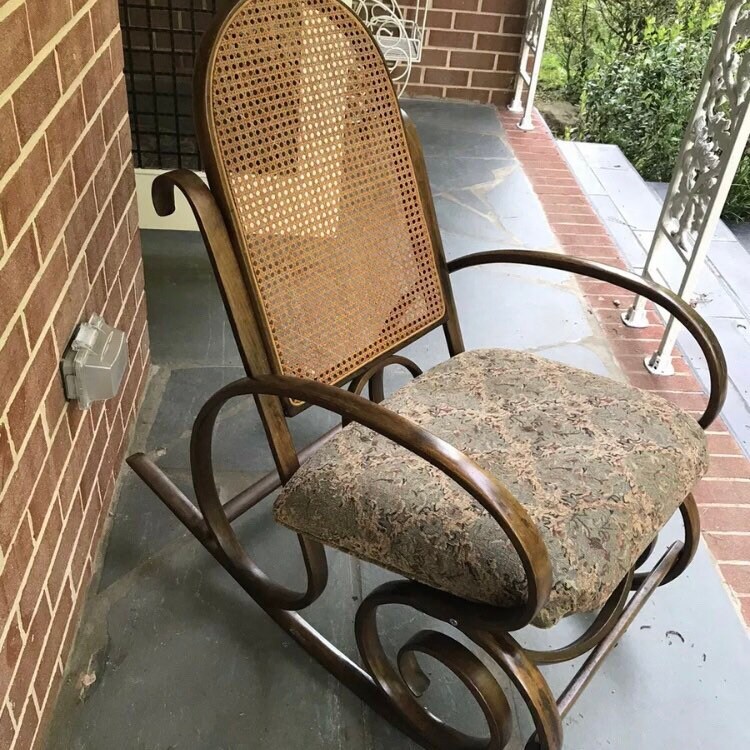 Mid-century Bentwood & Webbing Rocking Chair by Thonet 1930' S Vintage ...