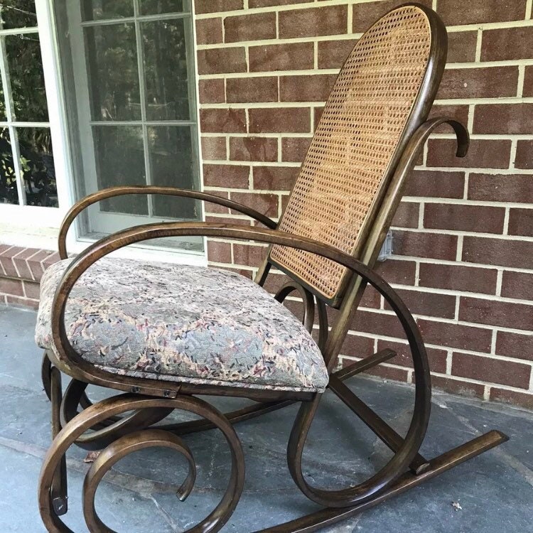 Mid-century Bentwood & Webbing Rocking Chair by Thonet 1930' S Vintage ...