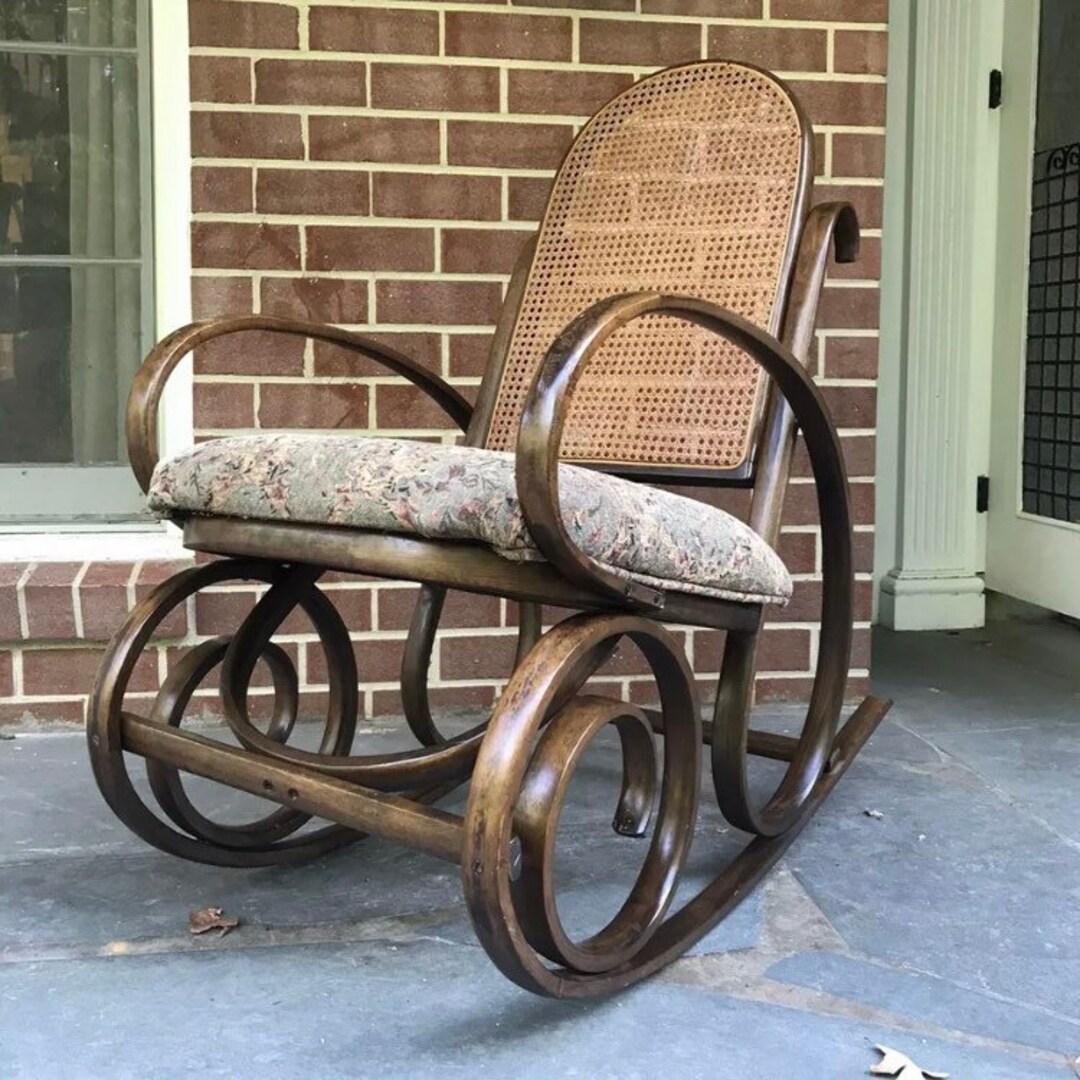 Mid-century Bentwood & Webbing Rocking Chair by Thonet 1930' S Vintage ...