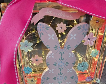 Easter Bunny Lighted Glass Block, Glass Box, Lighted Box, Easter Gift ...