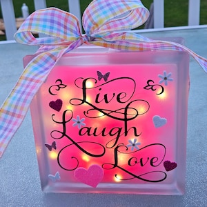 Live Laugh Love Lighted Decorative Glass Block - Etsy
