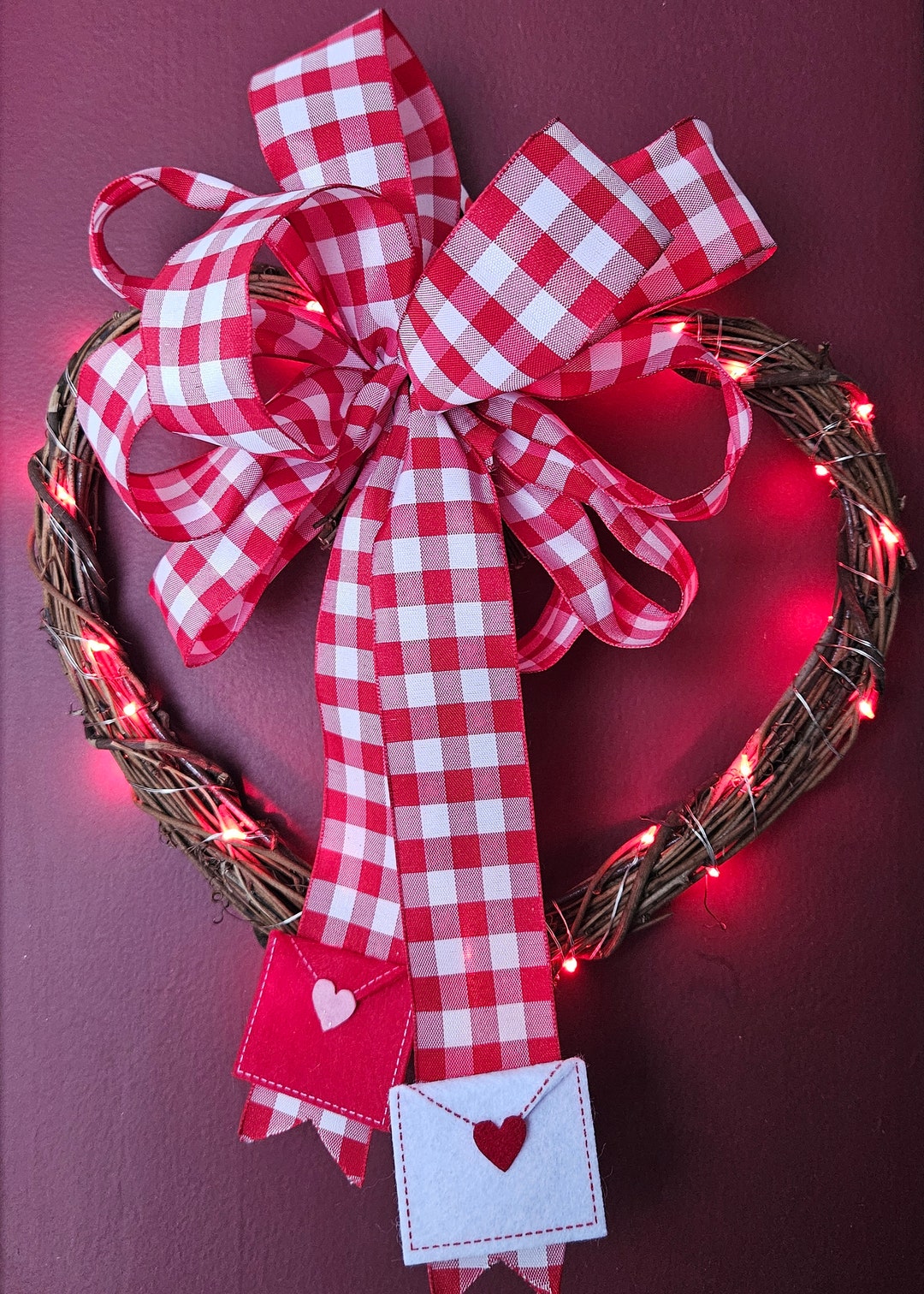 Heart Shaped Lighted Wreath for Valentines Day - Etsy