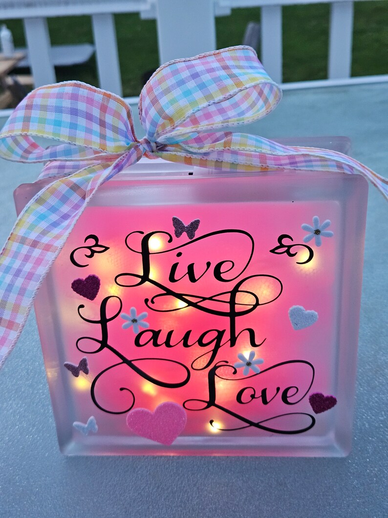 Live Laugh Love Lighted Decorative Glass Block - Etsy