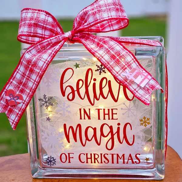 Snowman Decorative Lighted Glass Block With Gift Bag - Etsy